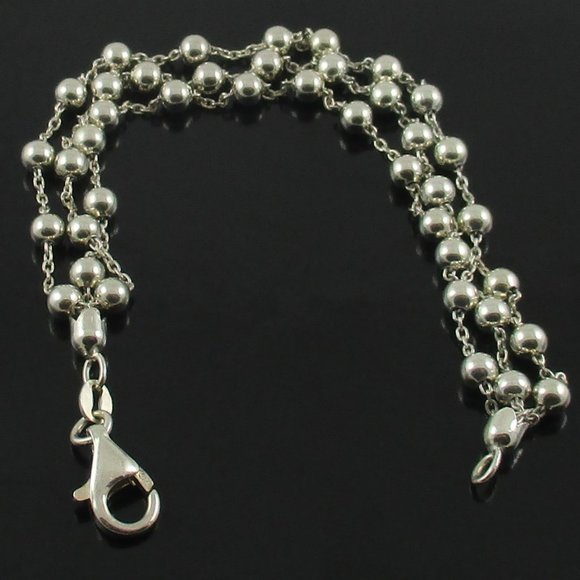 HSN | Jewelry | Sterling Silver Three Strand Silver Bead Bracelet ...